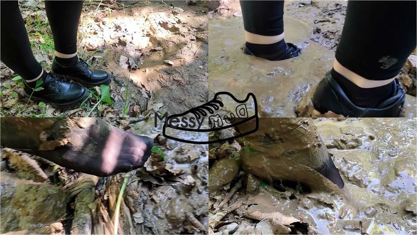 🤎 ДЕВОЧКА В ЧЁРНЫХ ТУФЛЯХ И НОСОЧКАХ НАСТУПАЕТ В ГРЯЗЬ Girl Black Shoes in MUD