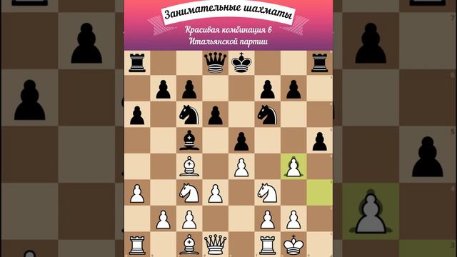 Красивая матовая комбинация с жертвой ферзя в Итальянской партии