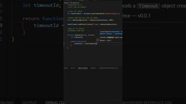 Debouncing in JavaScript with Example: Debouncing Explained With An Example  #javascript