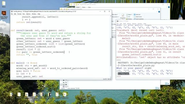 Writing a Wordle engine with sets in Python; preparing for pygame; fun coding project ...