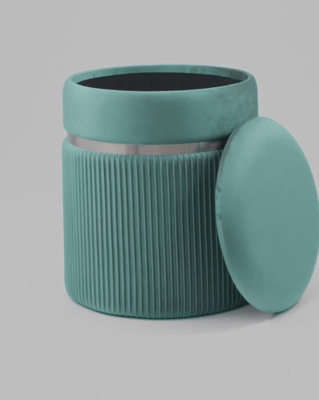 Пуф Миранда серебро. Лаконичный пуф из велюра с ящиком для хранения