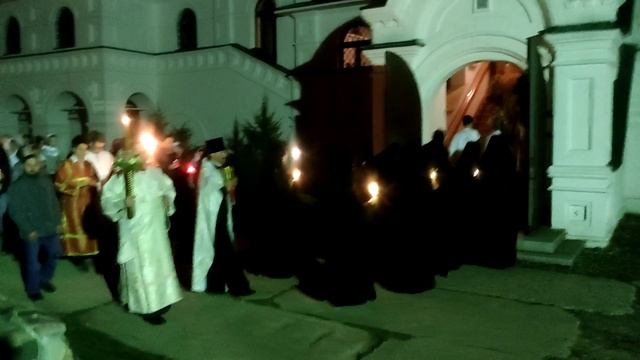 Пасхальное ночное Богослужение, Крестный ход, Свято-Благовещенский монастырь в Кирже.
