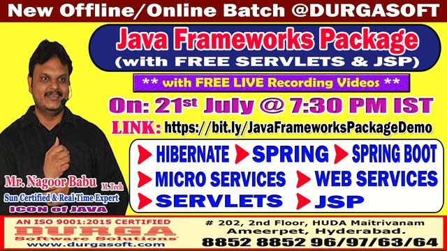 Java Frameworks Package Offline/Online Training @ DURGASOFT – смотреть ...
