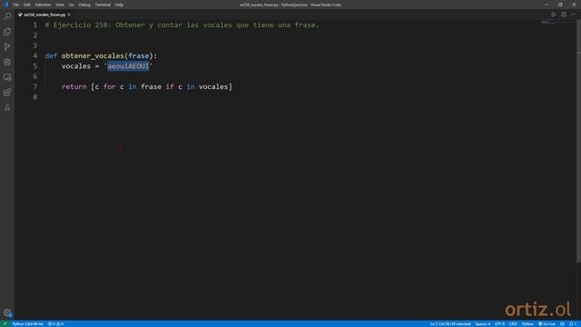Python - Ejercicio 258: Obtener y Contar las Vocales que Tiene un Frase – смотреть онлайн видео ...
