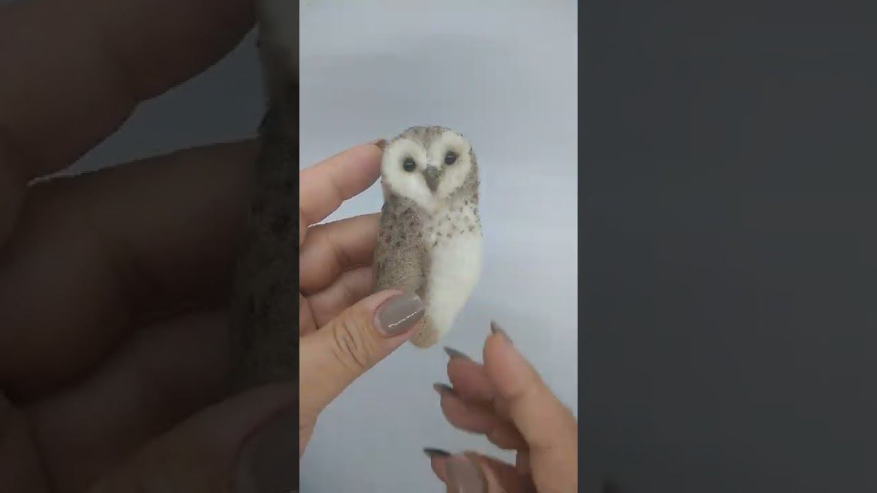 Войлочная брошь сова Сипуха