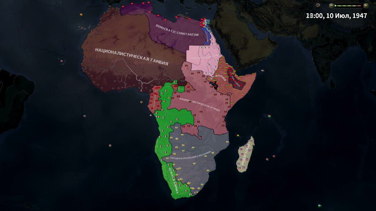 HOI4 TIMELAPSE: КАЖДЫЙ РЕГИОН НЕЗАВИСИМ. ЗАРУБА В АФРИКЕ.