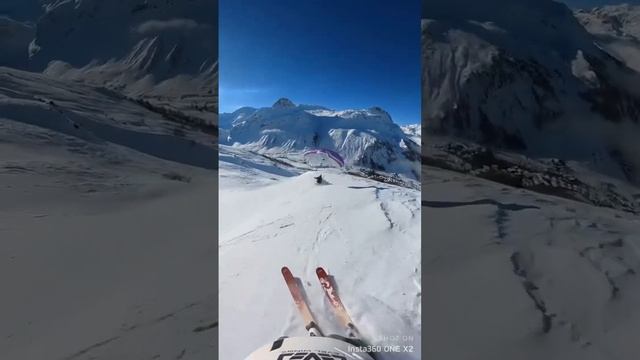 Парапланерист и лыжи
