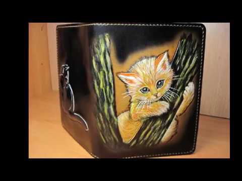 Обложка для фотоальбома. Изделия из кожи. СКСтиль. Котёнок)