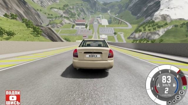 BeamNG Drive Прыжок в длину на автомобиле! (Hyundai accent 2003) Мод патруль!