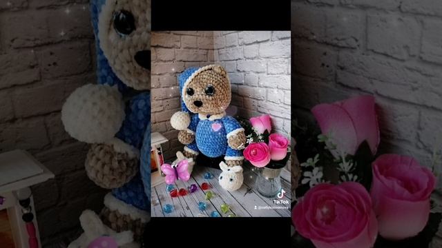 Мишка велюровый амигуруми ручной работы ???