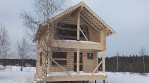 Баня из оцилиндрованного бревна 6х6