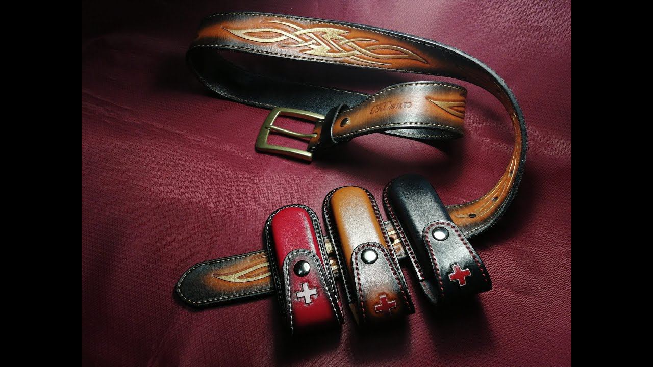 Кожаные чехлы для ножа Viktorinox Spartan подвесом на ремень. Изделия из кожи. СКСтиль. Видео обзор