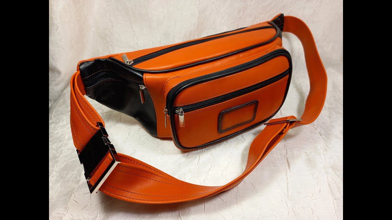 Сумка поясная, мужская. Изделия из кожи. СКСтиль. Видео обзор поясной сумки.