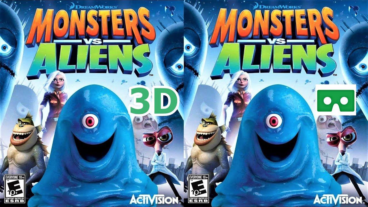 Monsters vs  Aliens 3D video SBS VR box google cardboard 1