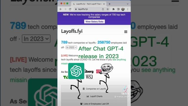 Chat GPT-4 release and layoffs