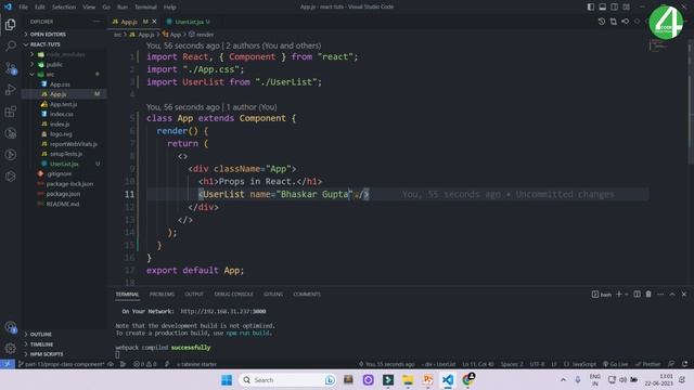 React Tutorial In Hindi 13: React Props With Class Component | ReactJS Tutorial For Beginner ...