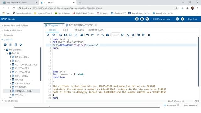 SAS CHARACTER FUNCTIONS - 7|PERL REGULAR EXPRESSION in SAS|SEARCH FOR A VALUE PATTERN IN A ...
