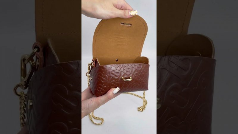 Мини сумочка из кожи Burberry и натуральной шкурки питона / леопард / карамель / ручная работа