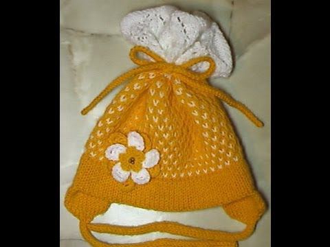Шапочка для девочки (одним уроком). Вязание на спицах