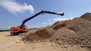 Испытания длинной стрелы собственного производства на колёсном экскаваторе