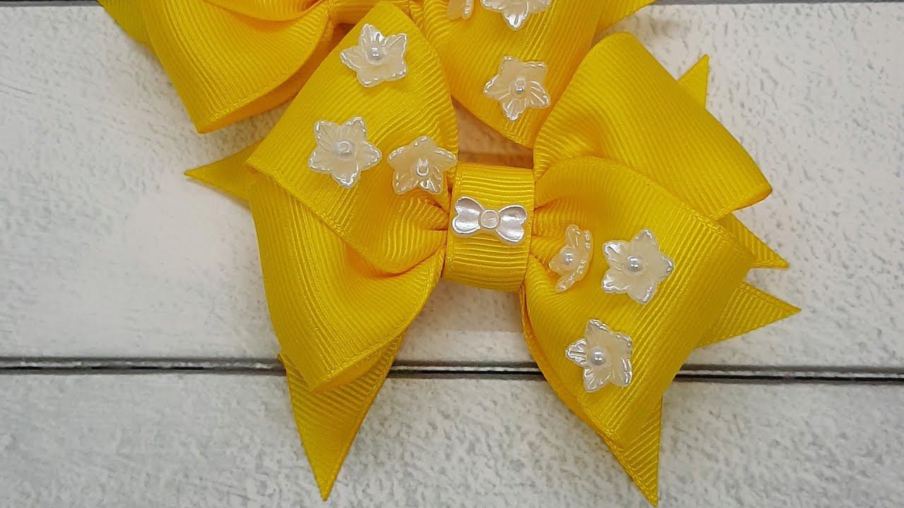 МК. Нарядные, яркие бантики репсовой ленты 4 см. своими руками.