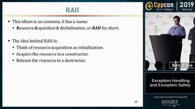CppCon 2019_ Ben Saks “Back to Basics_ Exception Handling and Exception Safety”