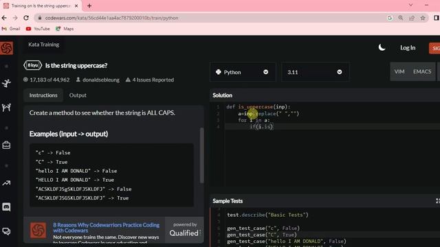 Is a string uppercase codewar – смотреть онлайн видео от Молодые питонисты-практики в хорошем ...
