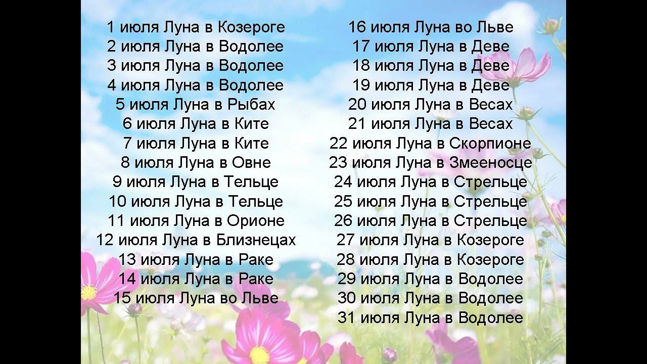 Лунный календарь 2018 года