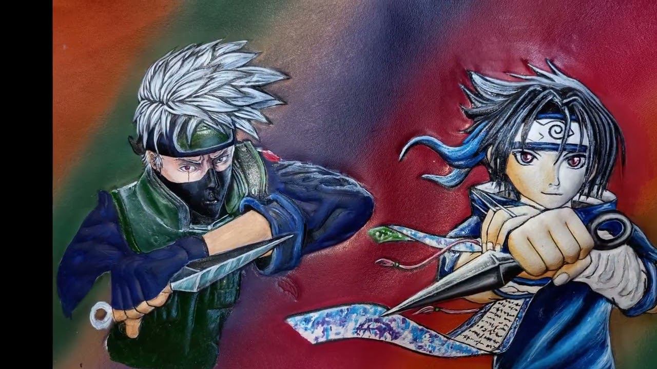 Обложка для ежедневника. Изделия из кожи. СКСтиль. Аниме: Саске и Какаши (Хатаке).