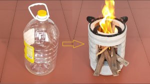 Дровяная печь из пластиковых бутылок и цемента