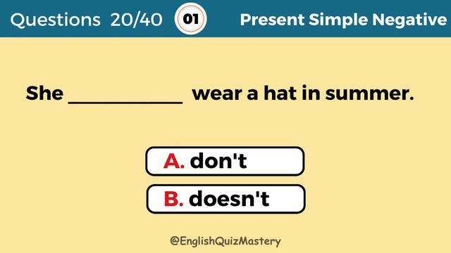 Present Simple Negative Quiz | Do not / Does not | English Quiz Mastery ...