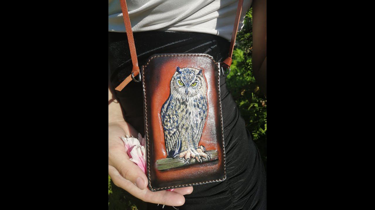 Чехол для смартфона. Изделия из кожи. СКСтиль. Видео обзор: Сова)