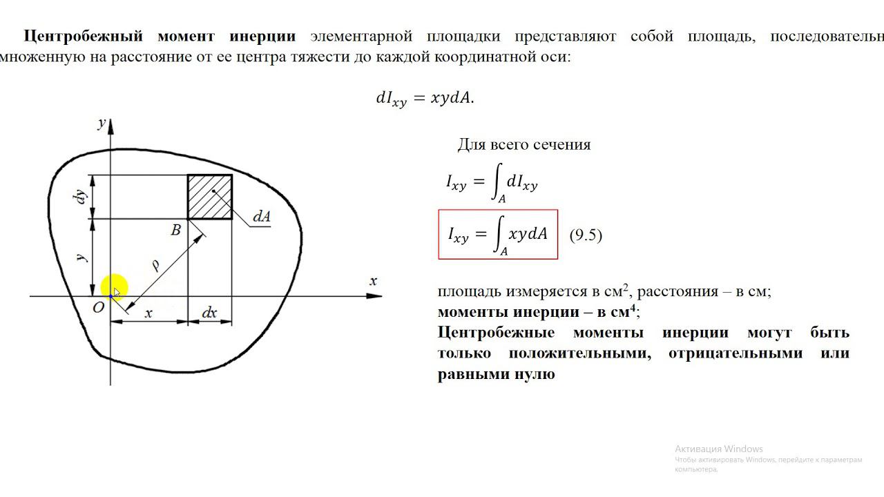 9.2. Геометрические характеристики плоских сечений. Моменты инерции плоских сечений