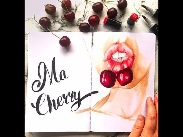 Рисуем девушку с вишнями. Урок скетчинга маркерами.