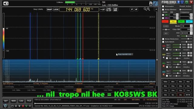 22.10.2022 16:28UTC, [2m, ham, cw], Операторы пытаются установить связь с помощью авроры.