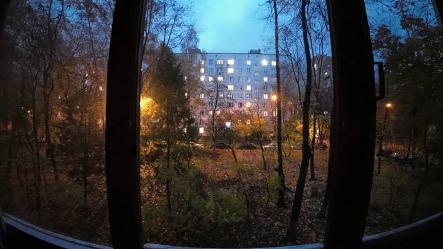 Таймлапс. Вечерний осенний двор