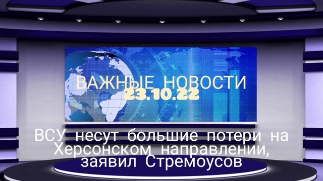 ВСУ несут большие потери на Херсонском направлении, заявил Стремоусов