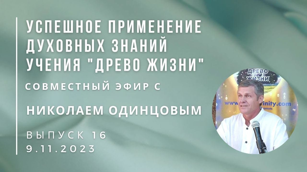 Успешное применение знаний учения "Древо Жизни" Выпуск 16. Эфир с Николаем ОДИНЦОВЫМ. 9.11.2023 г.
