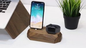 Деревянная комбо-зарядка для iPhone и Apple Watch