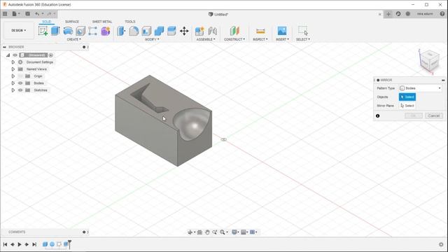 16. Fusion 360. Панель  Create . Инструмент  Mirror