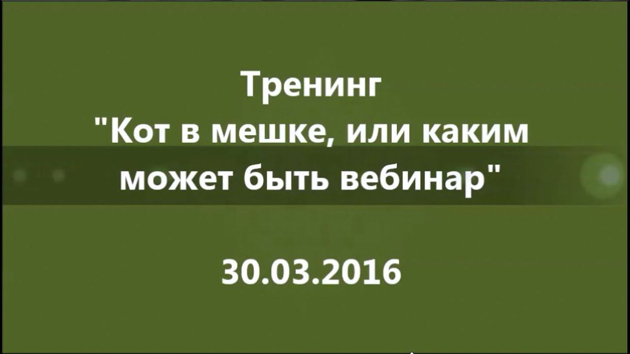 Тренинг "Кот в мешке, или каким может быть вебинар"