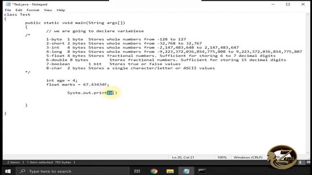 Java Programming Tutorial - 05 - Variables and datatypes (Code ...
