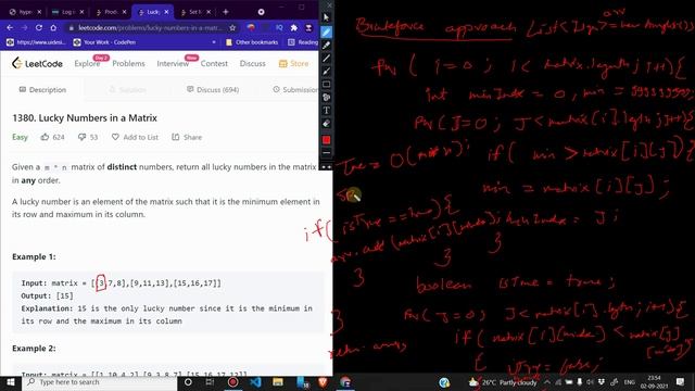1380 Lucky Numbers In A Matrix Zero To Faang Kunal Assignment Solution Leetcode