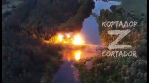 Уникальные кадры минирования и подрыв моста через реку Судость в Новгород-Северском районе