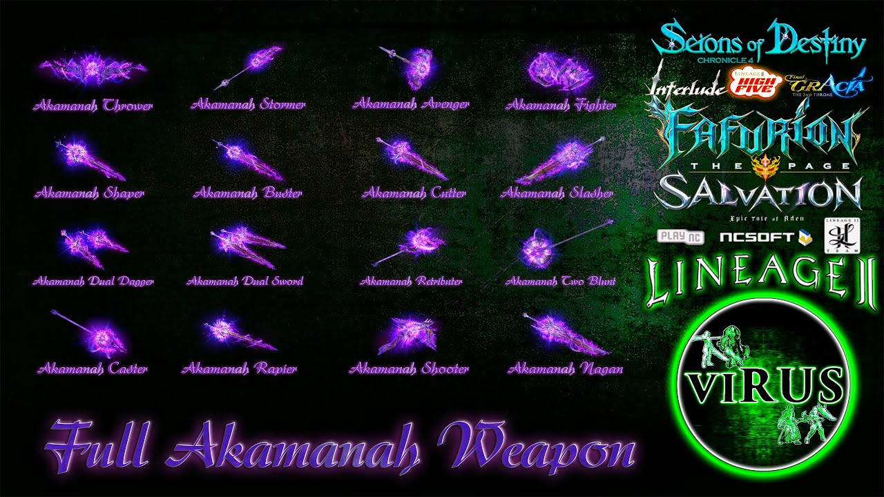 Full Set of Akamanah Weapons. LINEAGE II - FAFURION. Any Chronicles ◄√i®uS►