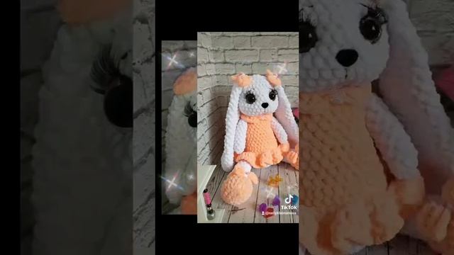 Зайка амигуруми ручной работы 36 см.