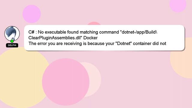 C No Executable Found Matching Command Dotnet App Build