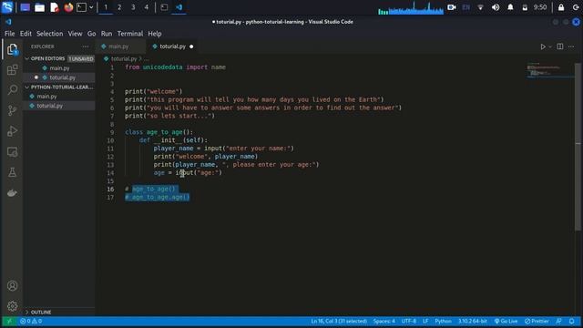 writing a python code to know how many days we lived on the earth I ...