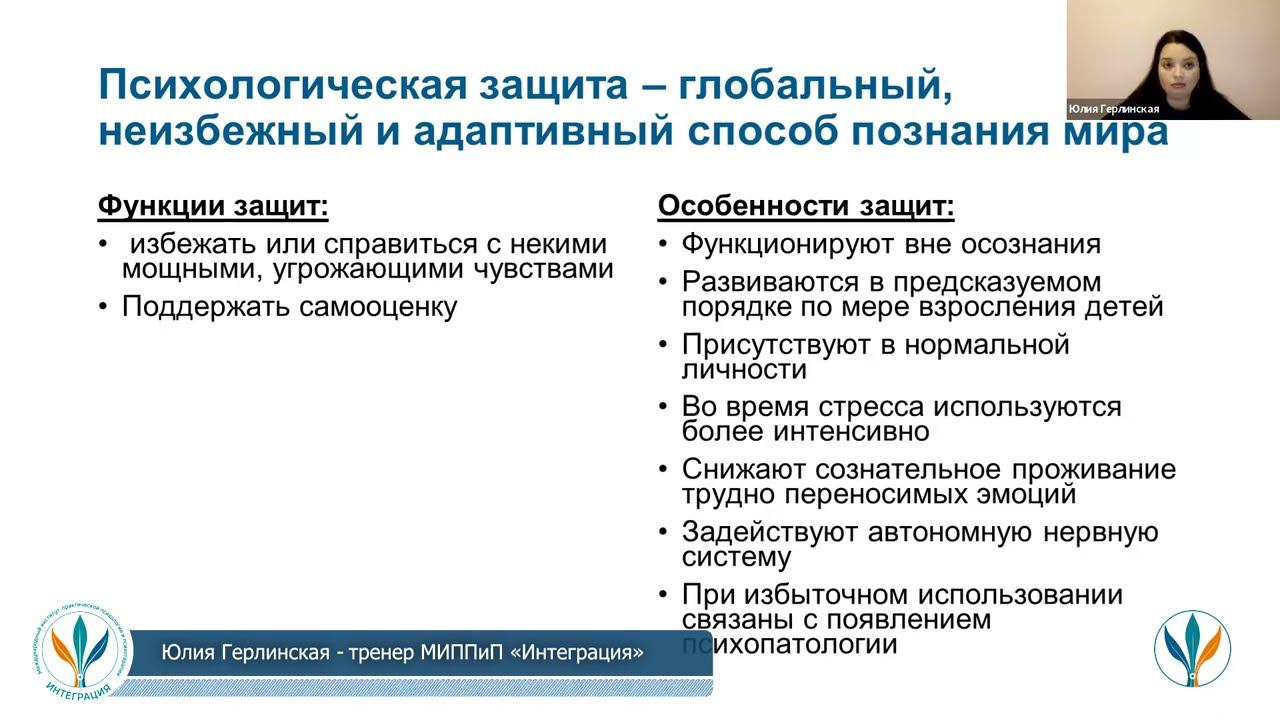 Психологические защиты I Юлия Герлинская