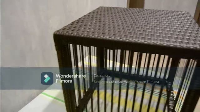 Плетение искусственным ротангом. Пуф